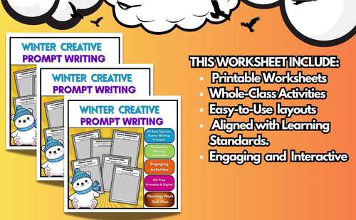 Winter Creative Writing Prompts Activities Morning Work 4th,5th,6th,7th ...