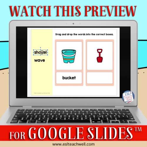 Summer Vocabulary Activity for Google Slides™: typing + drag and drop words