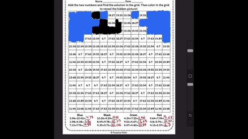 5th Grade Decimal Operations Self-Checking Color By Code Early Finisher ...