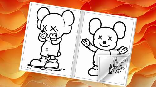 Cute 16 Printable Kaws graffiti Coloring Pages Kids & Aduls, Kaws Gift ...