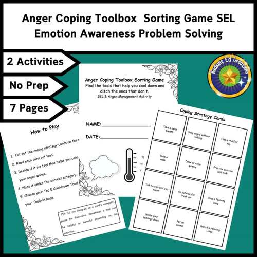 Anger Coping Toolbox Sorting Game SEL Emotion Awareness Problem Solving