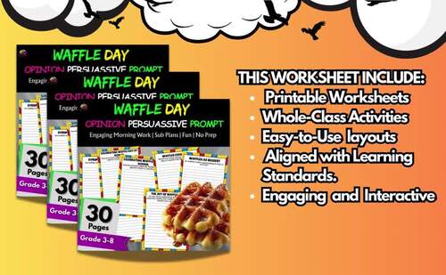 Waffle Day Opinion Writing Prompt Activities 3rd.4th,5th,6th,7th,8th ...
