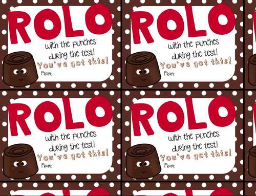 Rolo Chocolate Testing Motivation Treat Tag- Rolo with the punches ...