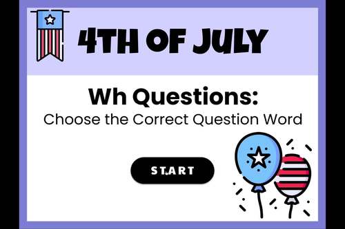 Asking WH QUESTIONS Digital Speech Therapy FOURTH OF JULY by speechlali