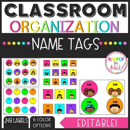 Editable Name Tags l Classroom Jobs l Book Bin Labels l 248 Labels