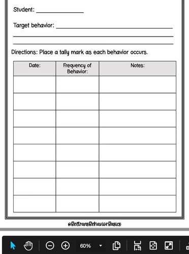 Frequency Behavior Data Sheets by Beltran's Behavior Basics | TpT