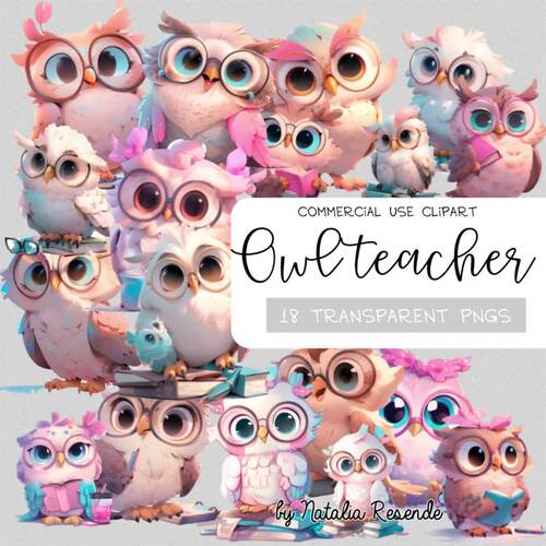 Owl teacher Clipart by Natalia Res | TPT