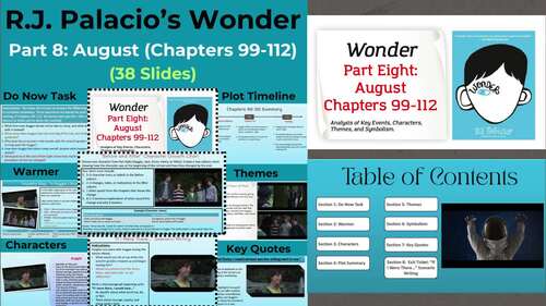 Wonder by R.J. Palacio Part 8: August (Chapters 99-112) PPT Summary ...