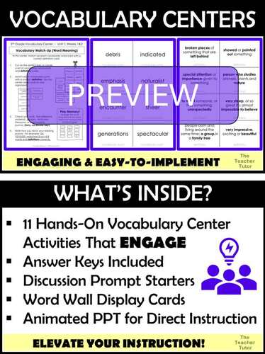 WONDERS Hands On Vocabulary Activities That Engage Grade 5 Unit 3 Weeks ...