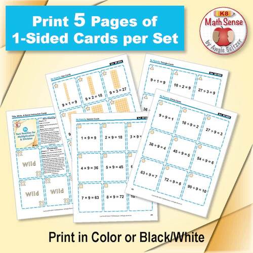 8s 9s 10s Fact Families for Multiplication & Division: 3 Card Sets ...