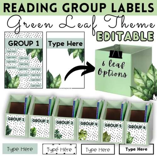 Editable Reading Group Box and Student Name Labels | Green Leaf ...