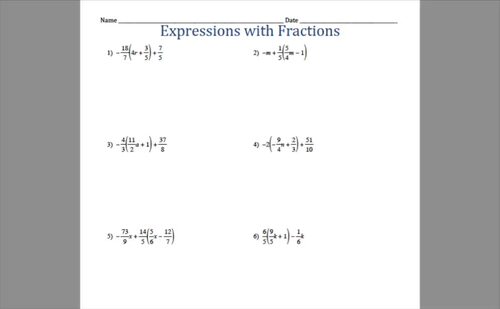 Expressions with Fractions by Foiled By Math | TPT