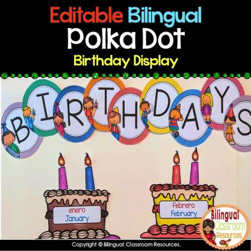 Editable Bilingual Decoración para la Clase: Calendario de cumpleaños ...