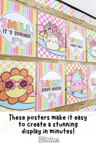 Pastel Spring Bulletin Board Sunshine Spring Posters April Bulletin ...