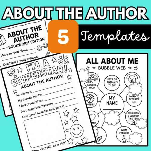 About the Author Template Pages – 5 Printable Worksheets to Complete ...