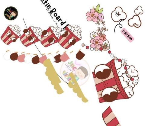 Groovy Poppin into Spring Bulletin Board Kit, Classroom Decor, Editable