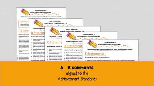 Australian Curriculum Year 6 English Report Card Comments - Semester 2