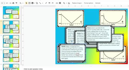 Interpreting Function Graphs Motion Word Problems Matching Activity
