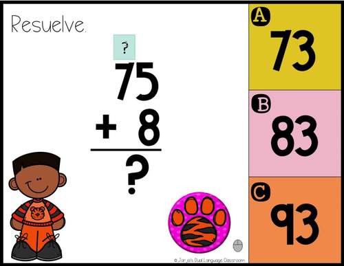 Sumas de 1 y 2 dígitos DIGITAL para utilizar en Seesaw™ y Google Slides™