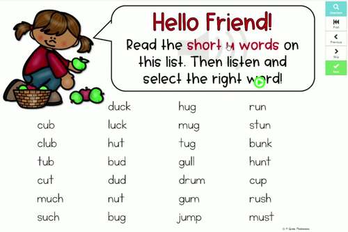 Phonics Short u Vowel Digital Apple Theme BOOM CARDS™ by 1st Grade ...