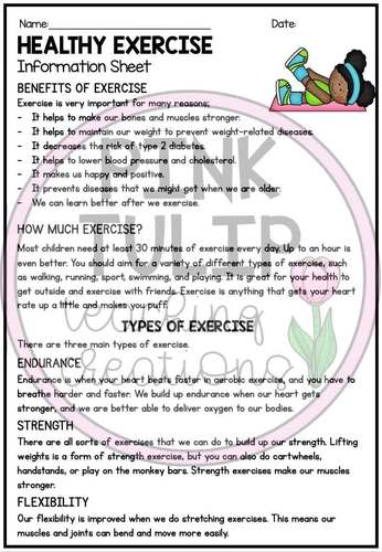 Healthy Living Reading Comprehension Pack by Pink Tulip Teaching Creations