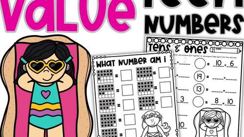 Summer Themed Place Value | Teen Numbers 11-19 Worksheets | TPT