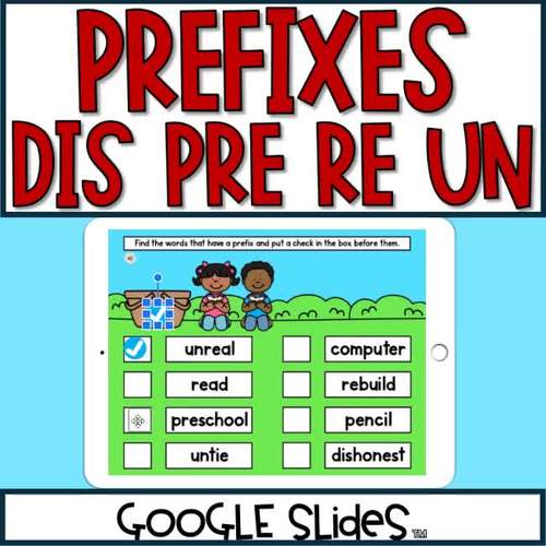 Prefixes UN RE DIS PRE - Grammar Google Slides™ by The Chocolate Teacher