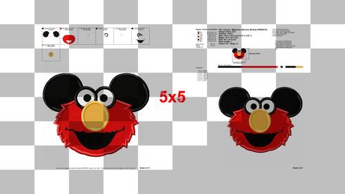 Elmo Ears Sesame Street Mickey Mouse Filled Embroidery Design - Instant ...