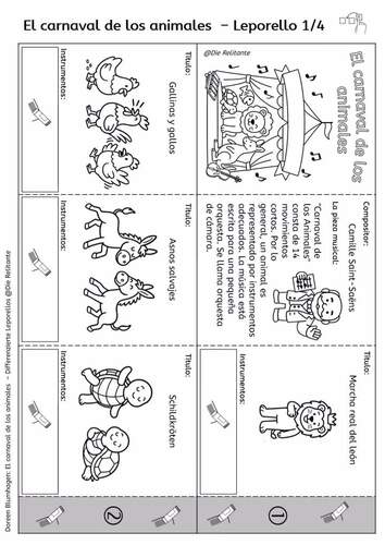 Carnival of the Animals – Differentiated Leporello | Camille Saint ...
