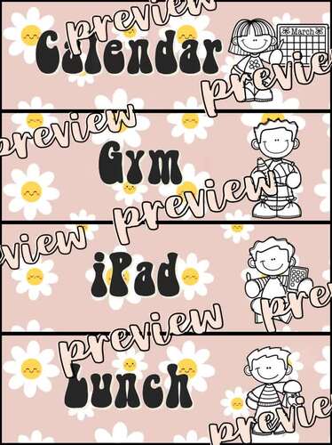 Retro Classroom Schedule - Retro Daisy Smiley - Editable by Anh Huynh