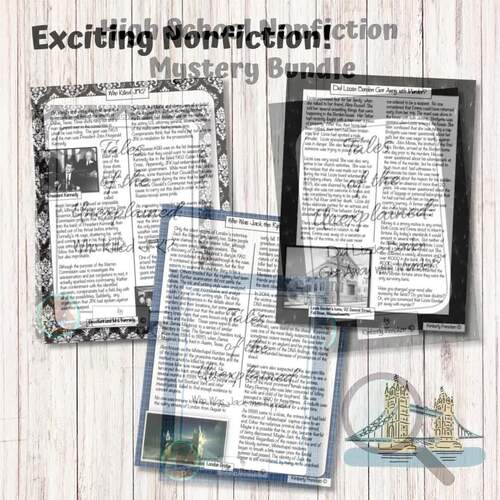 High School Nonfiction Reading Comprehension and Questions Mystery Bundle