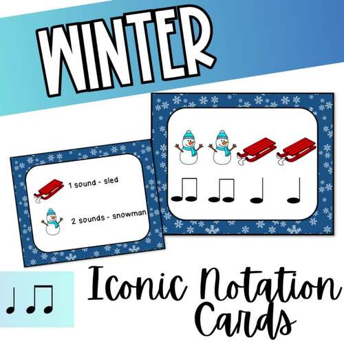 Winter Pre Rhythm Iconic Notation Music Cards by The 4x6 Store | TPT
