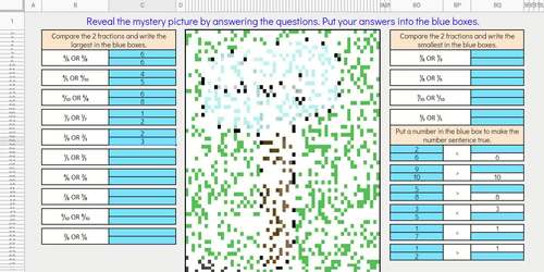 Digital Math Pixel Art Mystery Picture 3rd Grade TEKS 3.3.H Comparing ...