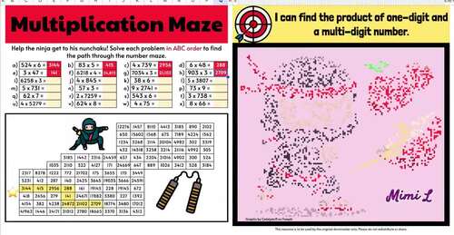Multi Digit Multiplication Mazes Pixel Art Bundle - 4.NBT.5 and 5.NBT.5
