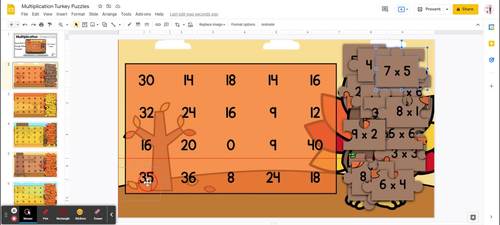Digital Multiplication Jigsaw Puzzles Turkey Theme PowerPoint Google Slides