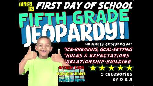 5th Grade FIRST DAY OF SCHOOL JEOPARDY learn about school, teacher ...