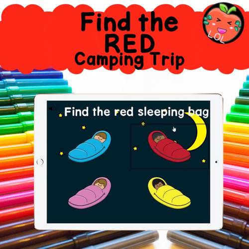 Find the RED Color Recognition | BOOM CARDS with audio | Camping Trip