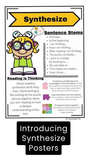 Reading Strategy - Synthesize - Comprehension - Anchor Charts by ...