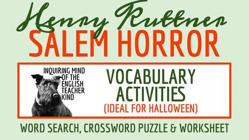 "The Salem Horror" Vocabulary Games | Gothic Fiction | Halloween Horror ...