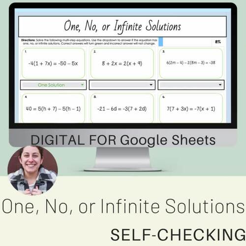One, No, or Infinite Solutions: Multiple Choice Self Checking Activity
