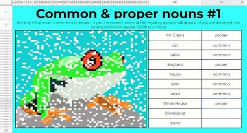 Common & Proper Nouns Pixel Art | Digital Grammar Mystery Pictures ...