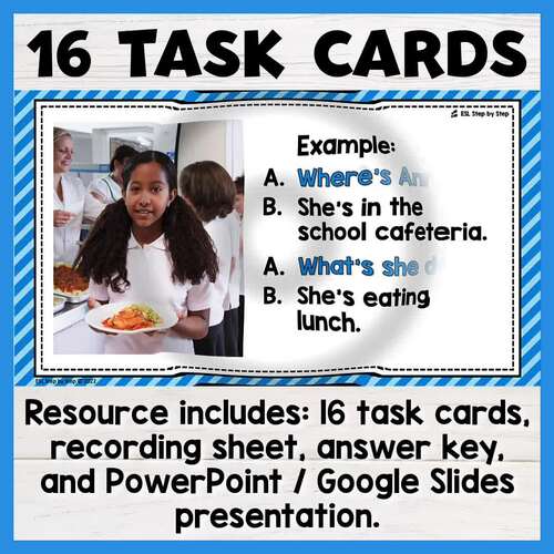ESL Task Cards - Present Continuous Activities for ESL ELL EFL Students