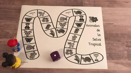 Spanish Board Game--Rainforest Animals / Animales de la Selva Tropical