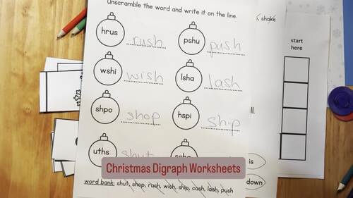Christmas Literacy & Phonics | Digraphs Worksheets & Games | K, 1st ...