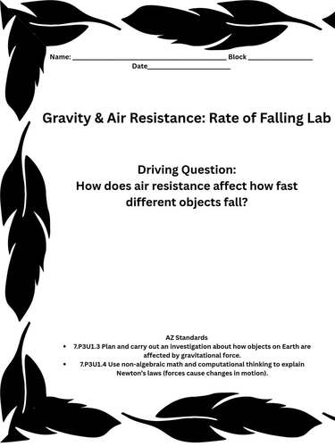 Gravity & Air Resistance Rate of Falling Lab by JESS NOVOTNY | TPT