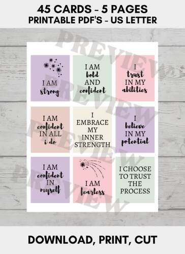 Affirmation Cards Printable | Daily Affirmations For Self-Confidence