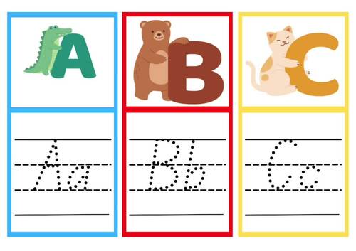 Animal Alphabet Write and Wipe Handwriting Tracing Flashcards Kids busy ...