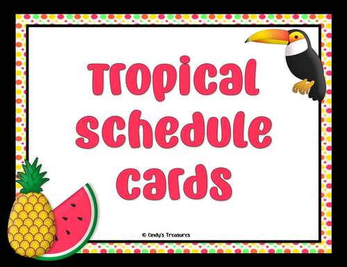 Tropical Schedule Cards by Cindy's Treasures | TPT