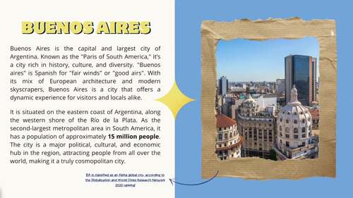 Buenos Aires Virtual Field Trip (Argentina) + Videos + Worksheet