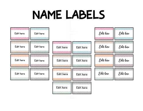 Printable Boho Spotty Name Tags, Cubby Labels, Editable Nametape, Name Tags
